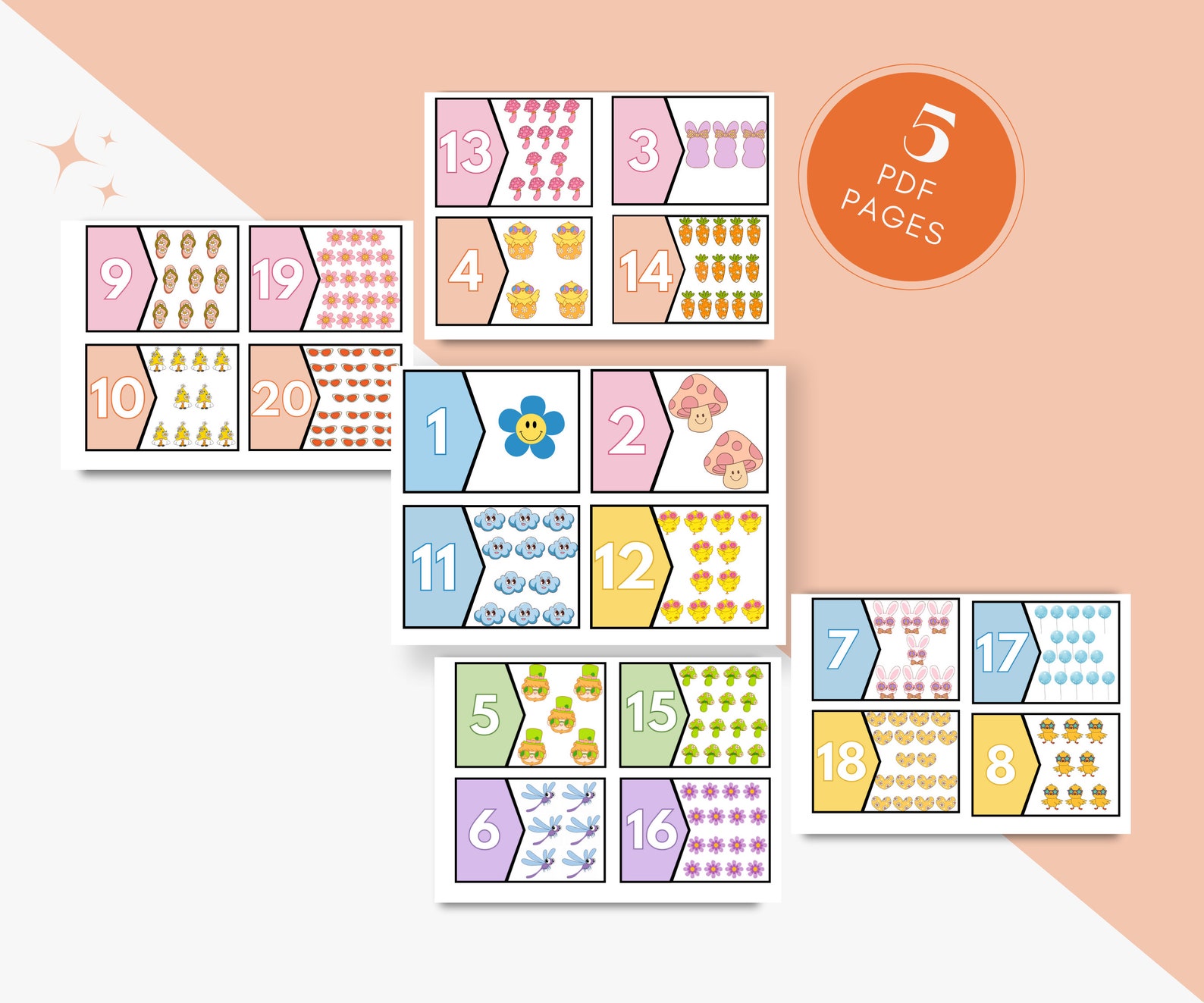 Spring Number Match Puzzle for Preschool, Toddler Counting Activity ...