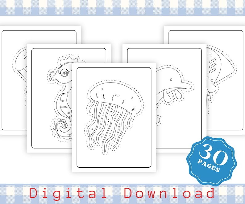 Printable Ocean Animals Cut Out Pages; Under the Sea Pre-k Scissor ...