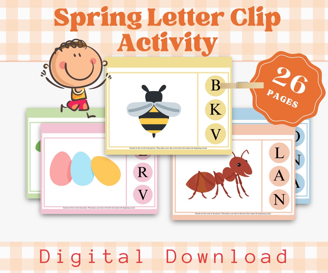 Spring Phonics Clip Cards, Beginning Letter Sounds Activity for ...