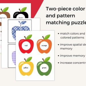 Apple Theme Color Matching Game for Preschool Colors Sorting Activity ...