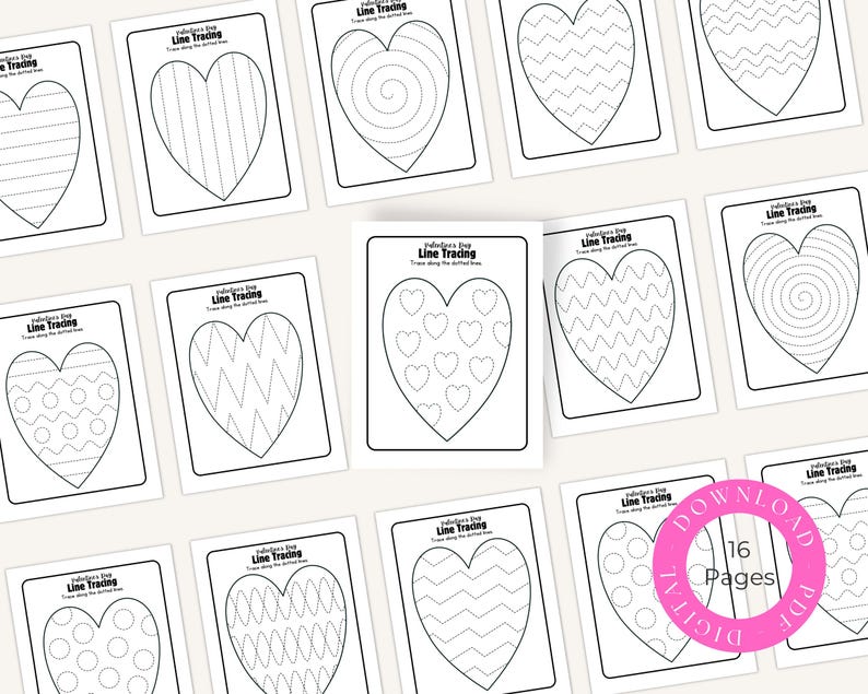 Printable Valentines Tracing Worksheets for Preschool & Toddler; Pre-k ...
