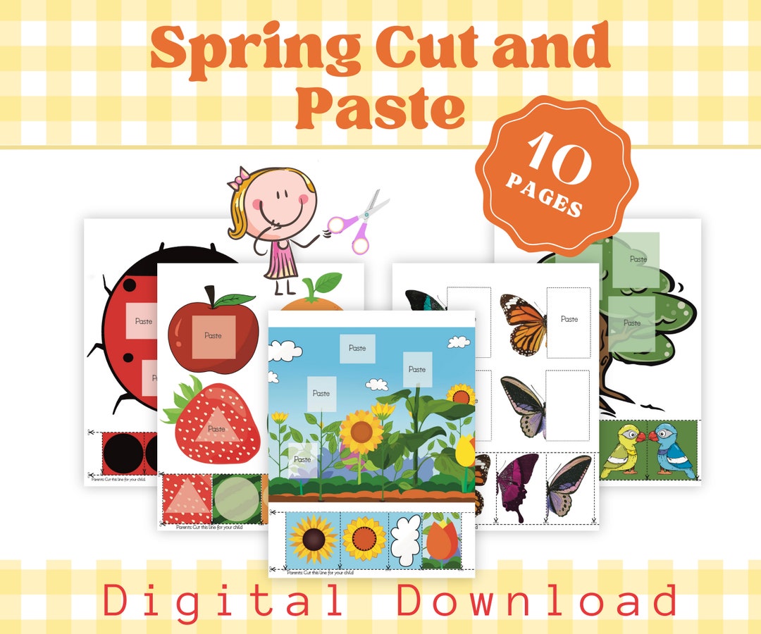 Spring Cut and Paste Activity for Toddlers, Scissor Skills, Fine Motor ...