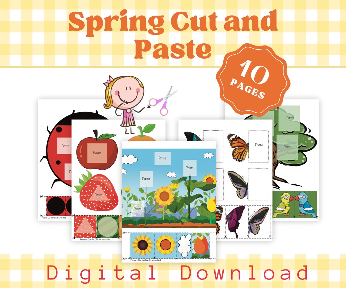 Spring Cut and Paste Activity for Toddlers, Scissor Skills, Fine Motor ...