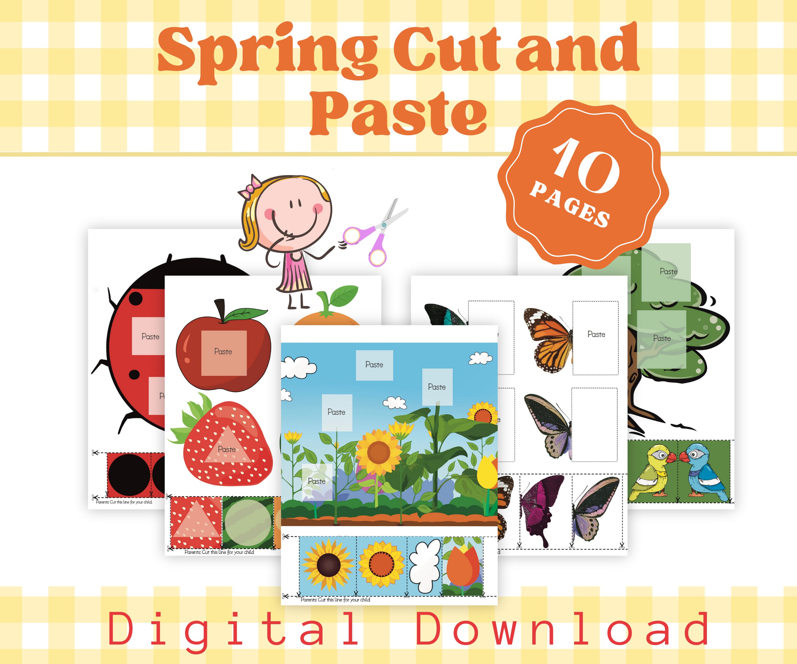 Spring Cut and Paste Activity for Toddlers, Scissor Skills, Fine Motor ...