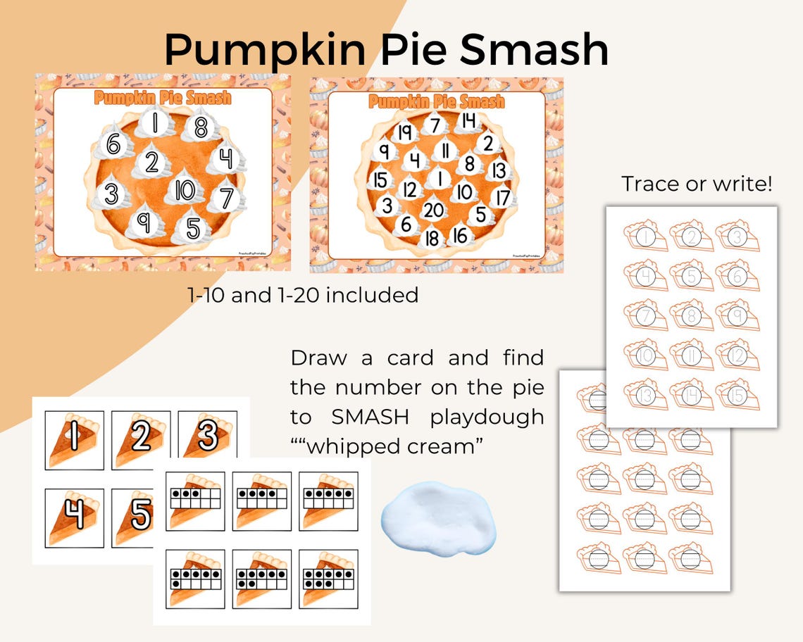 Pumpkin Pie Theme Bundle; Thanksgiving Learning Games for Preschool and ...