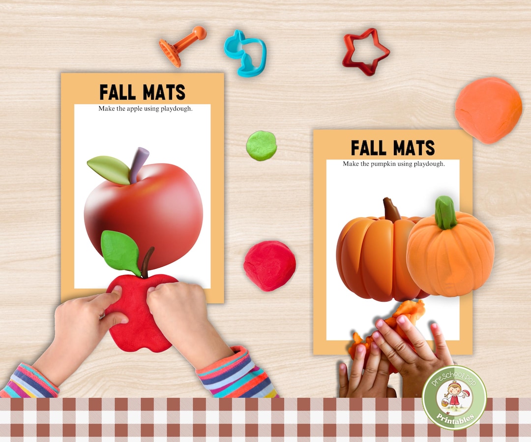 Printable Fall Play Dough Mats, Autumn Playdough Sensory Learning ...