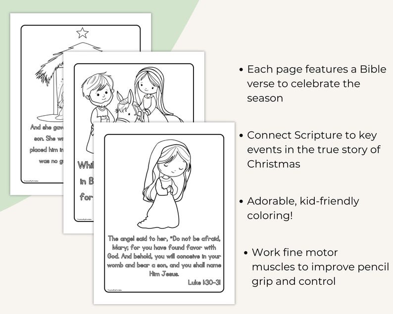 Nativity Coloring Pages With Scripture: Christmas Bible Activity (PDF ...