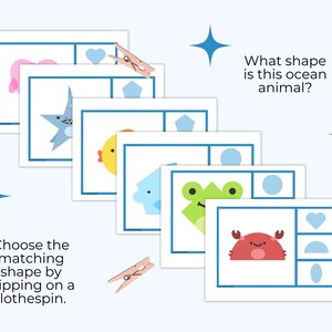 Ocean Shapes Clip Cards: Toddler Learning Activity (PDF) - Etsy