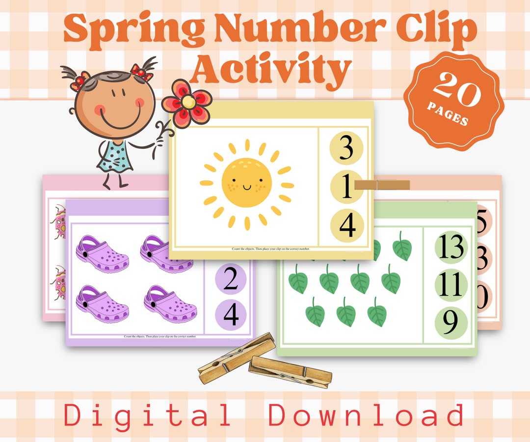 Spring Counting Clip Cards, Numbers 1-20 Activity for Toddlers ...