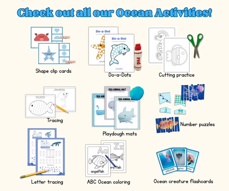 Ocean Animals Do-a-dot Pages: Fine Motor Skills (digital Download) - Etsy