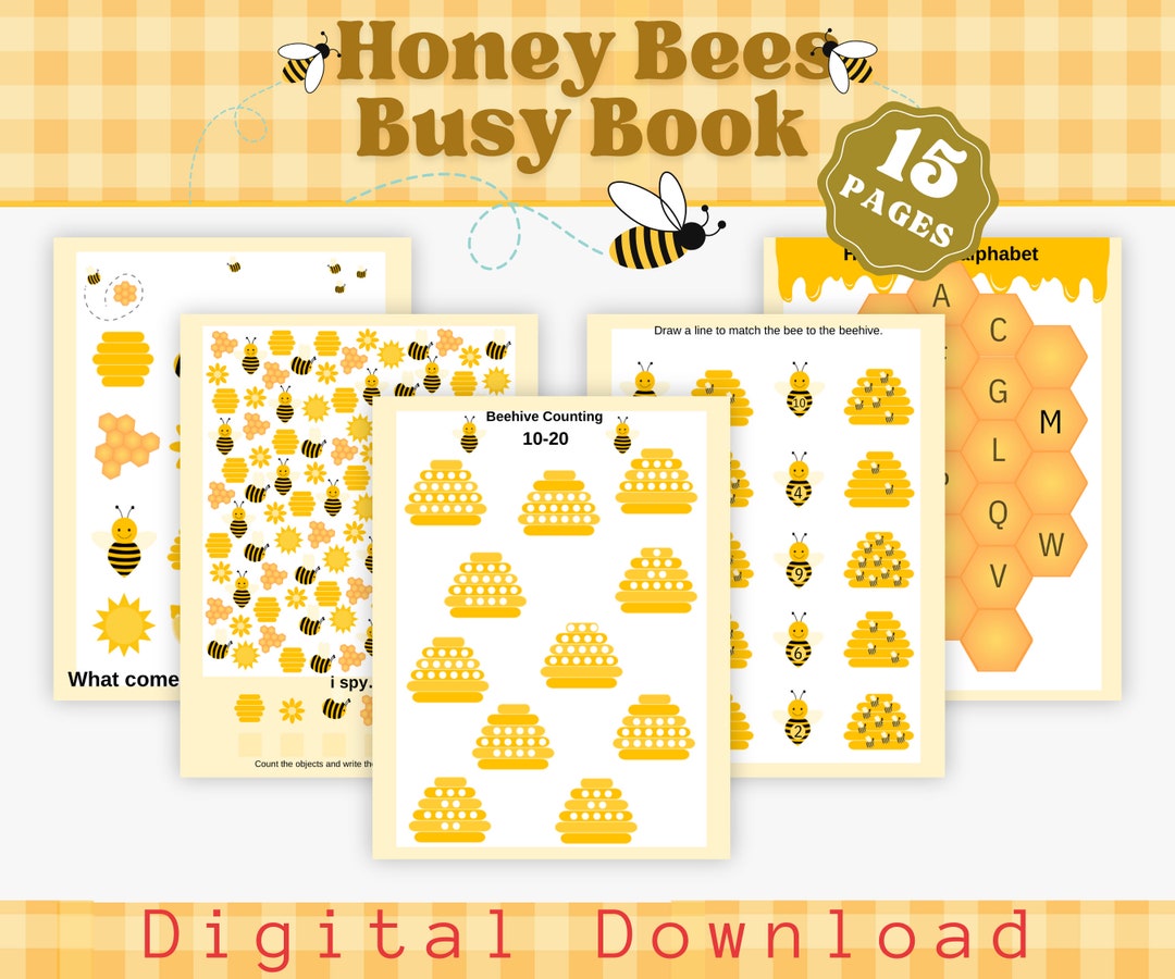 Busy Bee Quiet Book, Toddler Busy Book, Preschool Printable Numbers ...