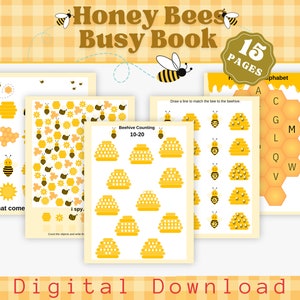 Busy Bee Quiet Book, Toddler Busy Book, Preschool Printable Numbers ...