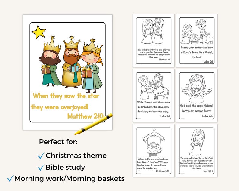 Nativity Coloring Pages With Scripture: Christmas Bible Activity (PDF ...