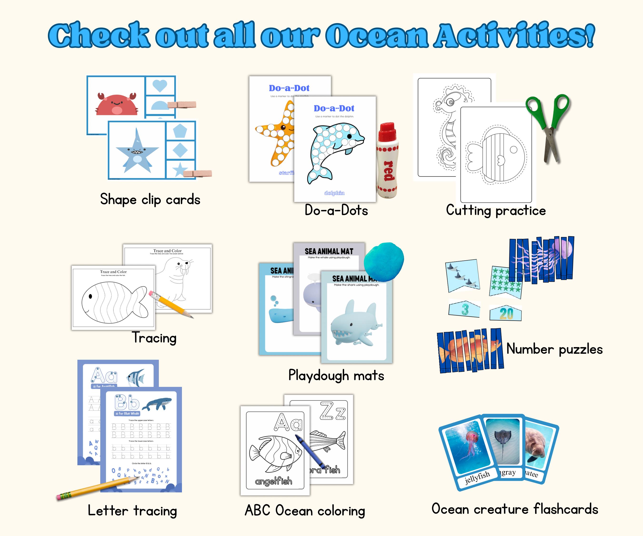 Ocean Tracing Worksheets: Preschool Handwriting Practice (PDF) - Etsy