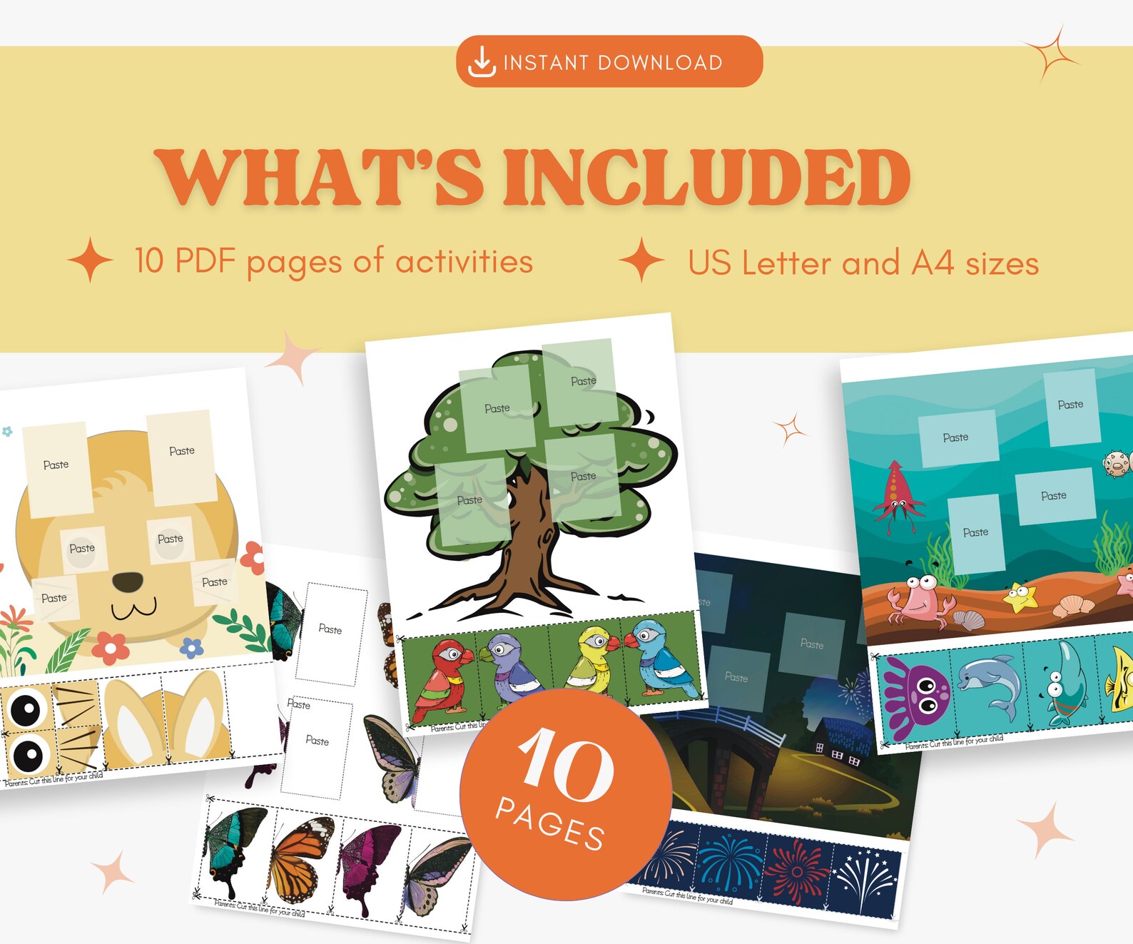 Spring Cut and Paste Activity for Toddlers, Scissor Skills, Fine Motor ...