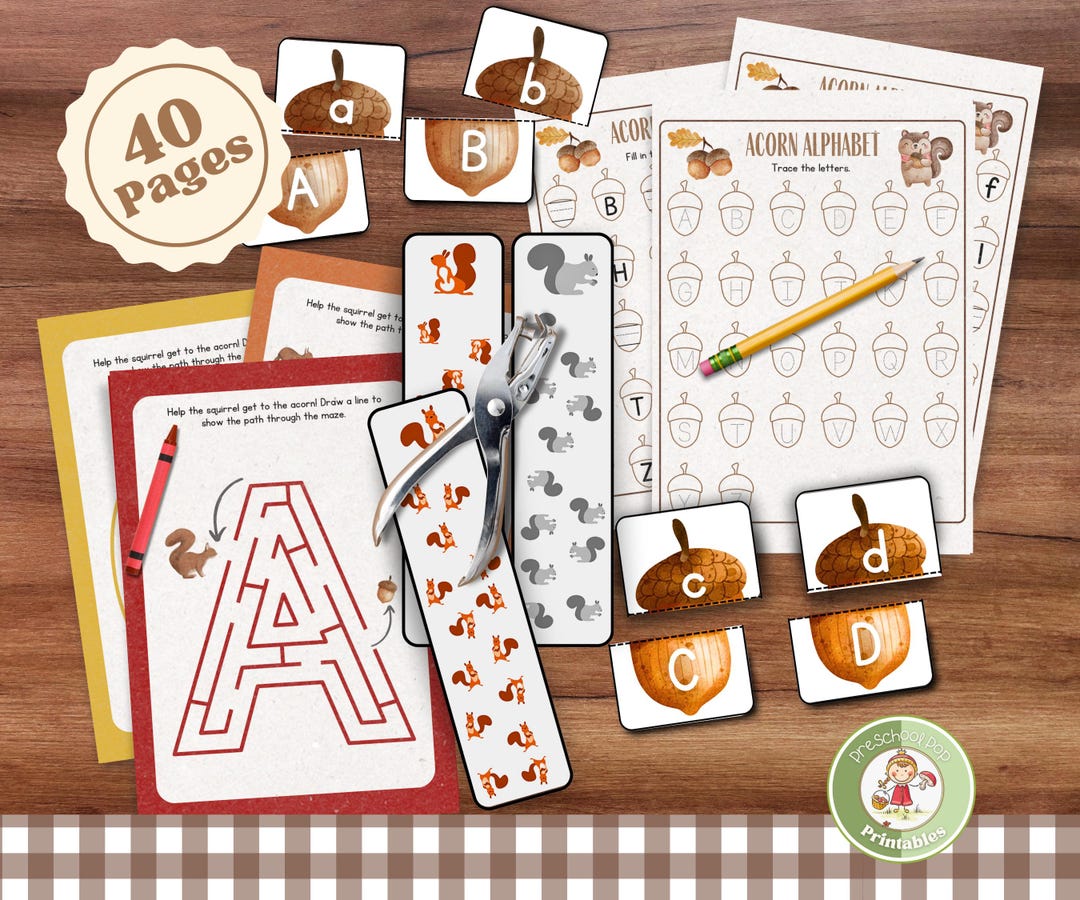 Acorns & Squirrel Letters; Letter Recognition; Pre-k Letter Tracing ...