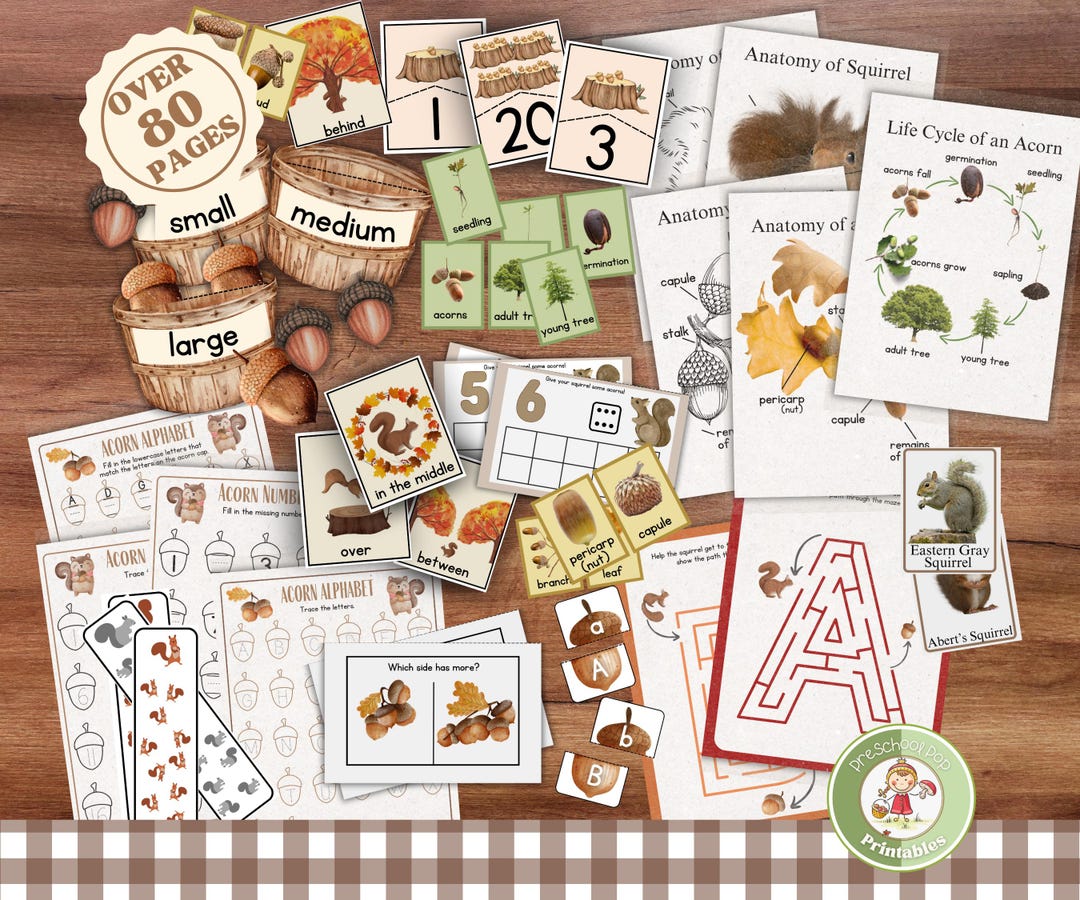 Acorn & Squirrel Unit; Fall Preschool Theme; Pre-k Letter Tracing ...