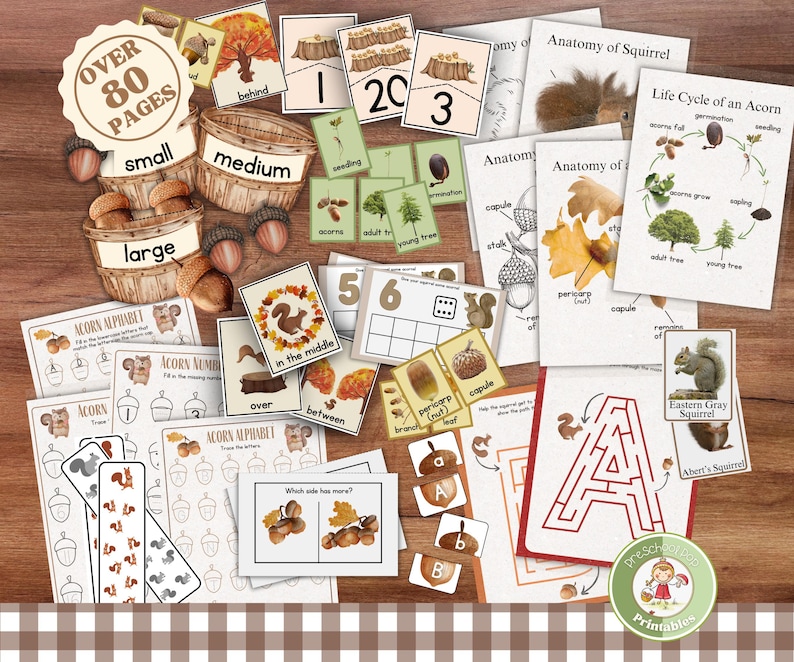Acorn & Squirrel Unit; Fall Preschool Theme; Pre-k Letter Tracing ...