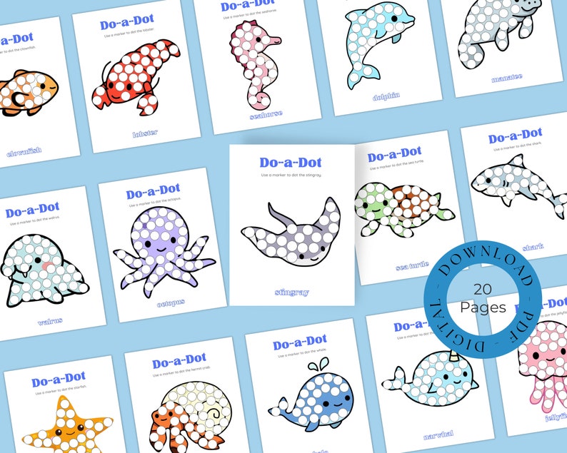 Ocean Animals Do-a-dot Pages: Fine Motor Skills (digital Download) - Etsy