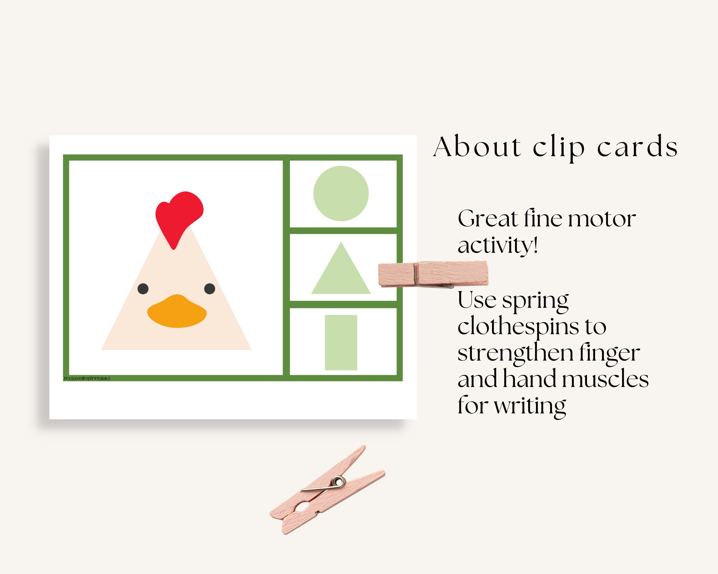 Farm Animals Shapes Clip Cards; Shape Activity for Toddlers Preschool ...