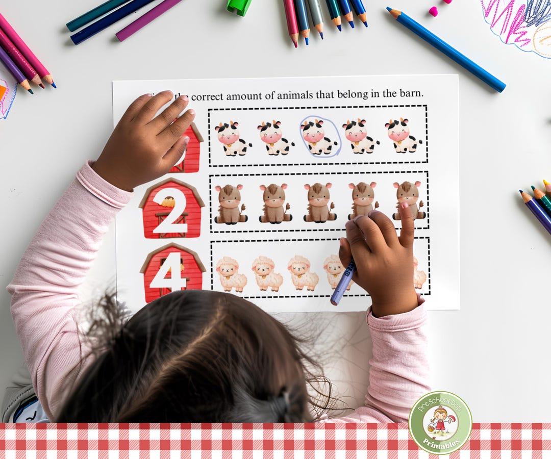 Farm Math Worksheets for Preschool, Pre-k; Number Tracing & Counting ...