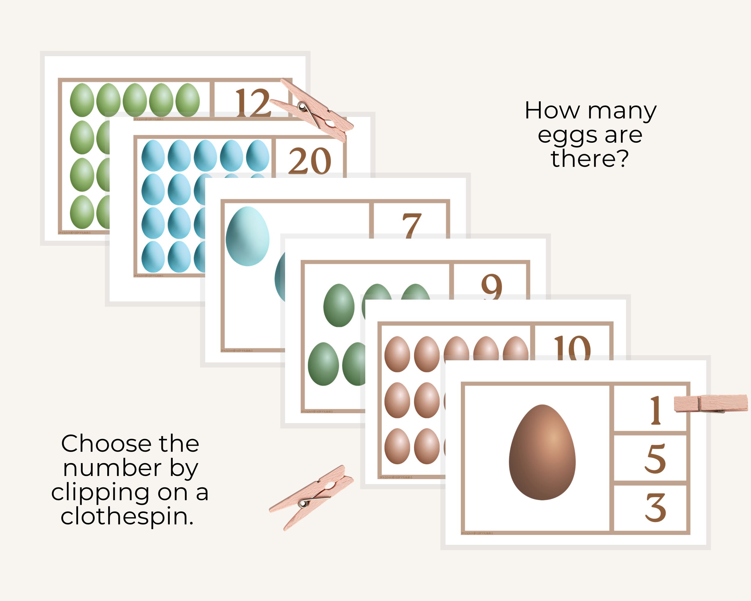 Egg Counting Clip Cards; Number Activity for Toddlers; Printable Math ...