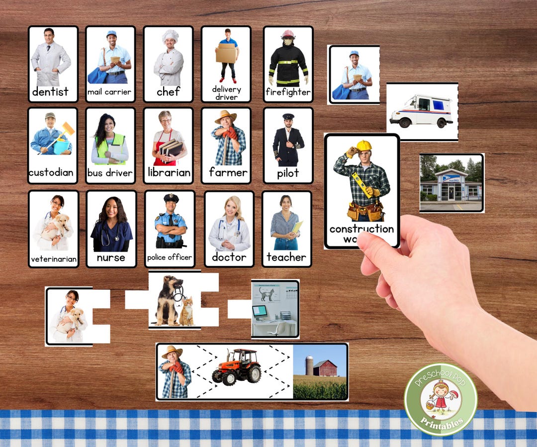 Community Helper Flashcards & Puzzles: Montessori Homeschool Activity ...