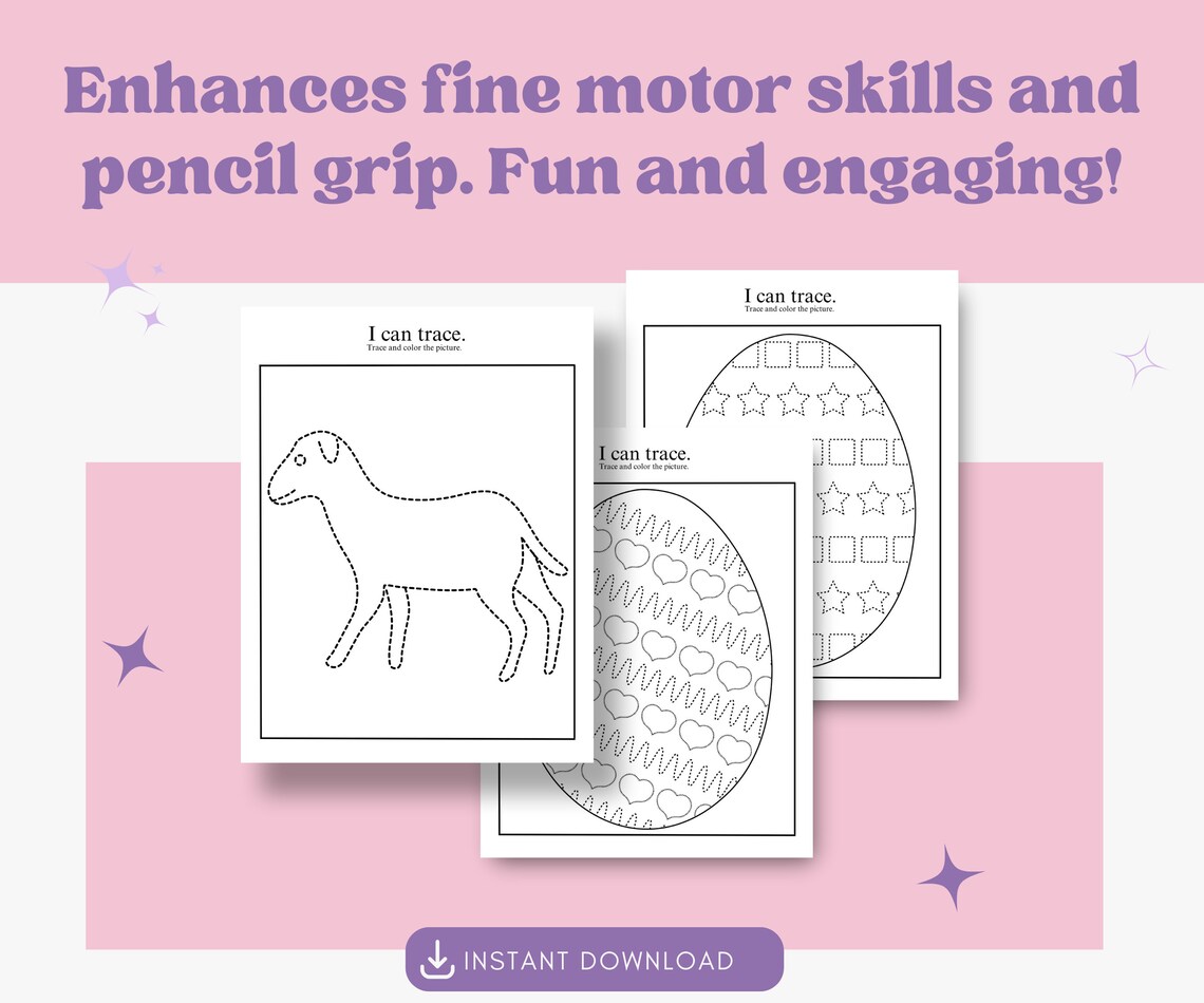 Spring Trace and Color Worksheets, Pencil Control and Grip Practice ...