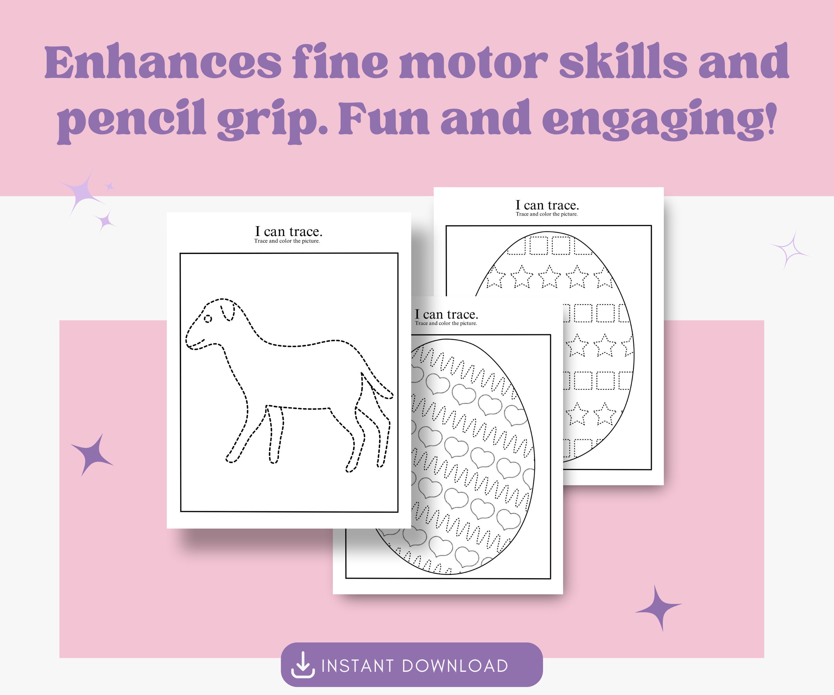 Spring Trace and Color Worksheets, Pencil Control and Grip Practice ...