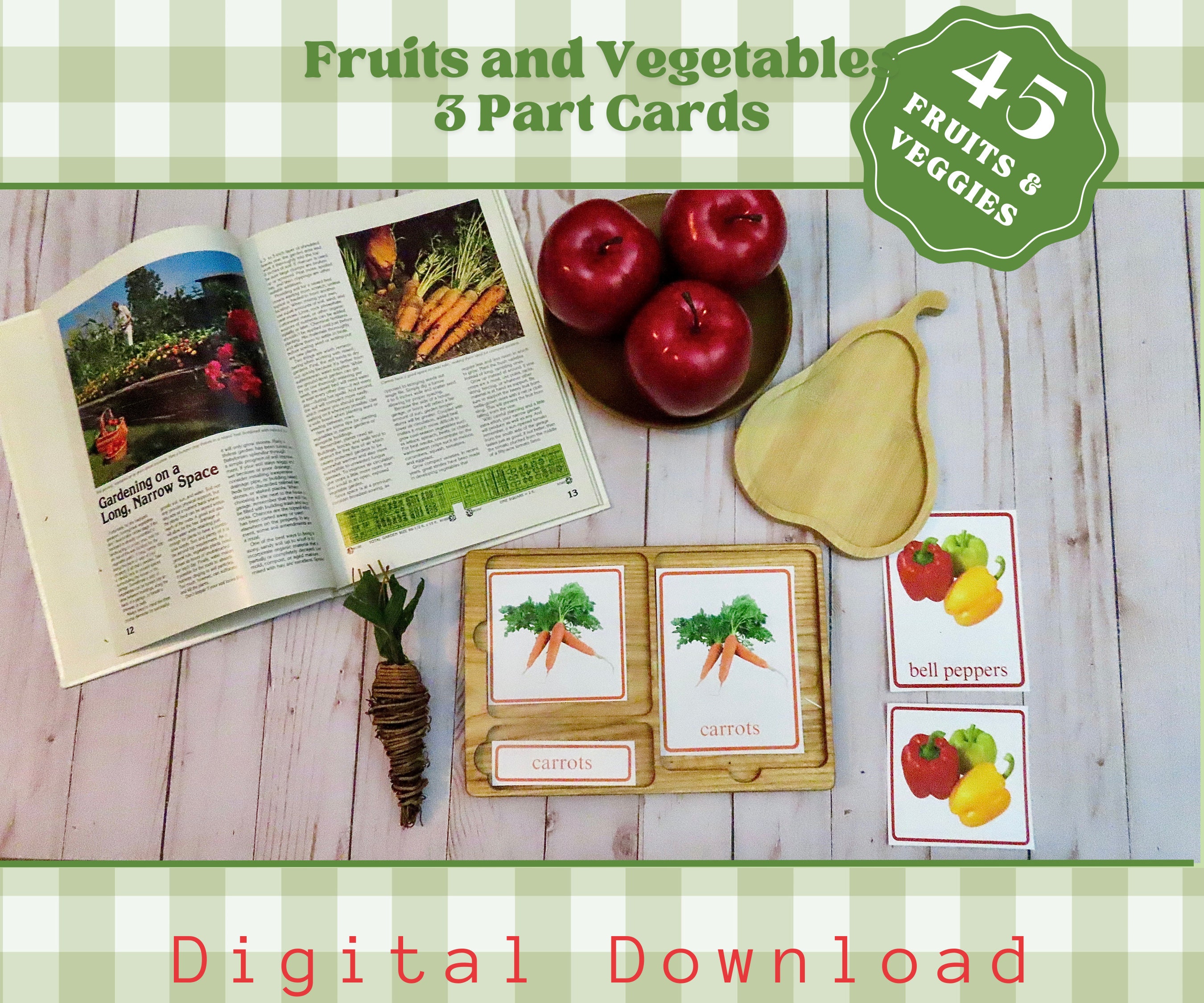 Printable Montessori-inspired 3 Part Cards, Fruits and Vegetables ...