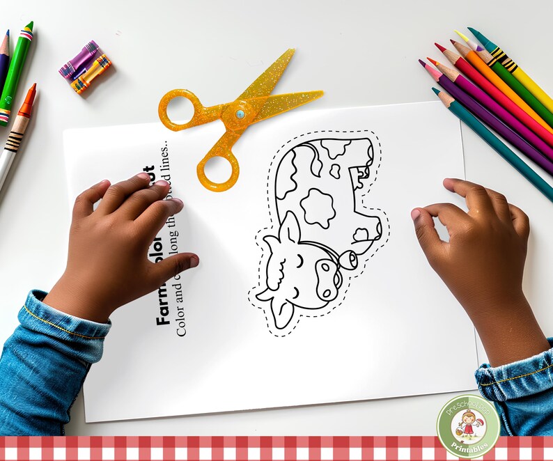 Printable Farm Cut Out Pages; Cutting Lines Practice for Toddlers ...