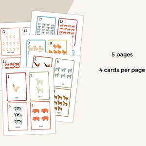 Farm Animals Counting Flashcards: Toddler Number Recognition (PDF) - Etsy
