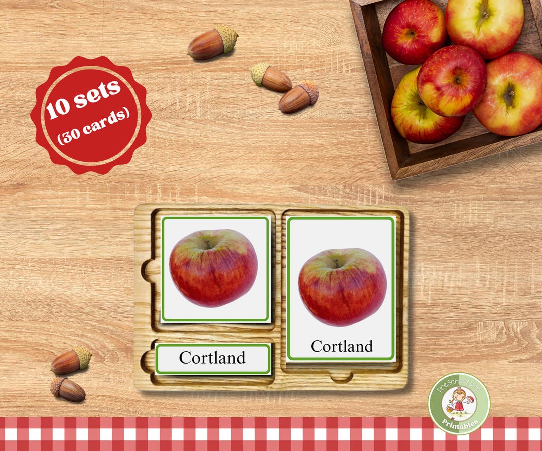 Apple Varieties Montessori 3 Part Cards With Real Photos, Printable ...