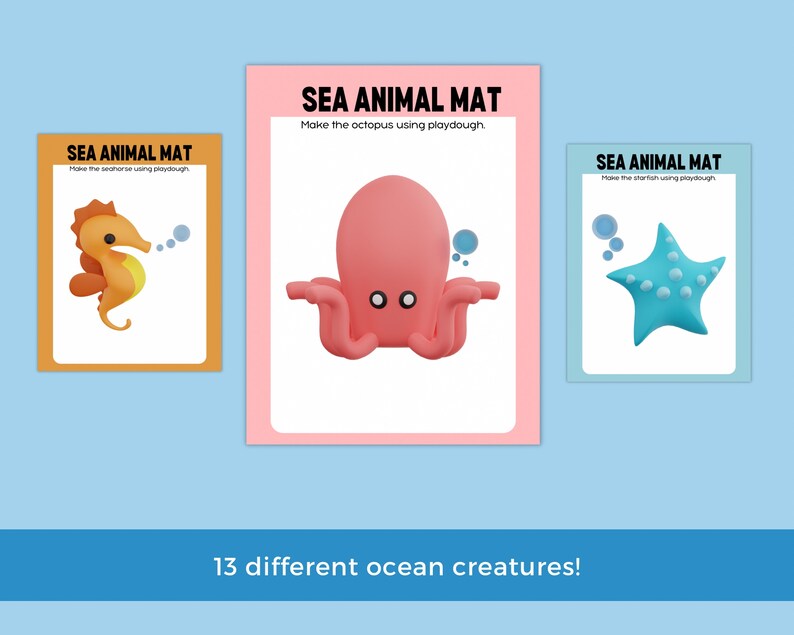 Printable Play Dough Mats Ocean Animals, Beach, Under the Sea Theme ...