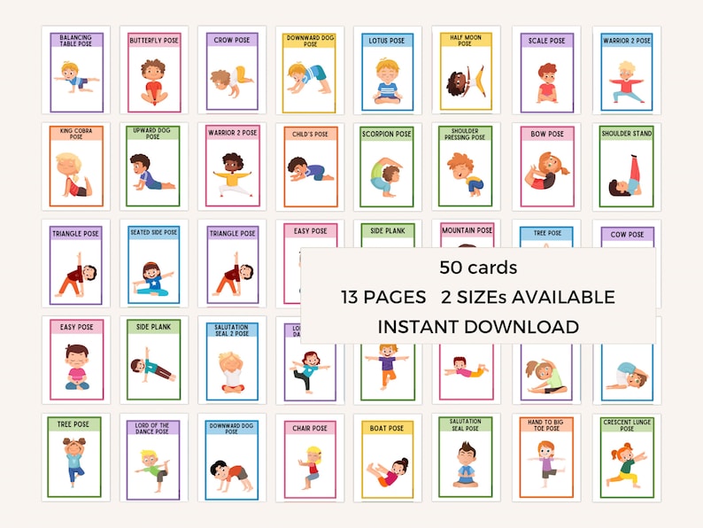 Yoga Deck for Kids, Yoga Poses Cards for Preschool, Gross Motor ...