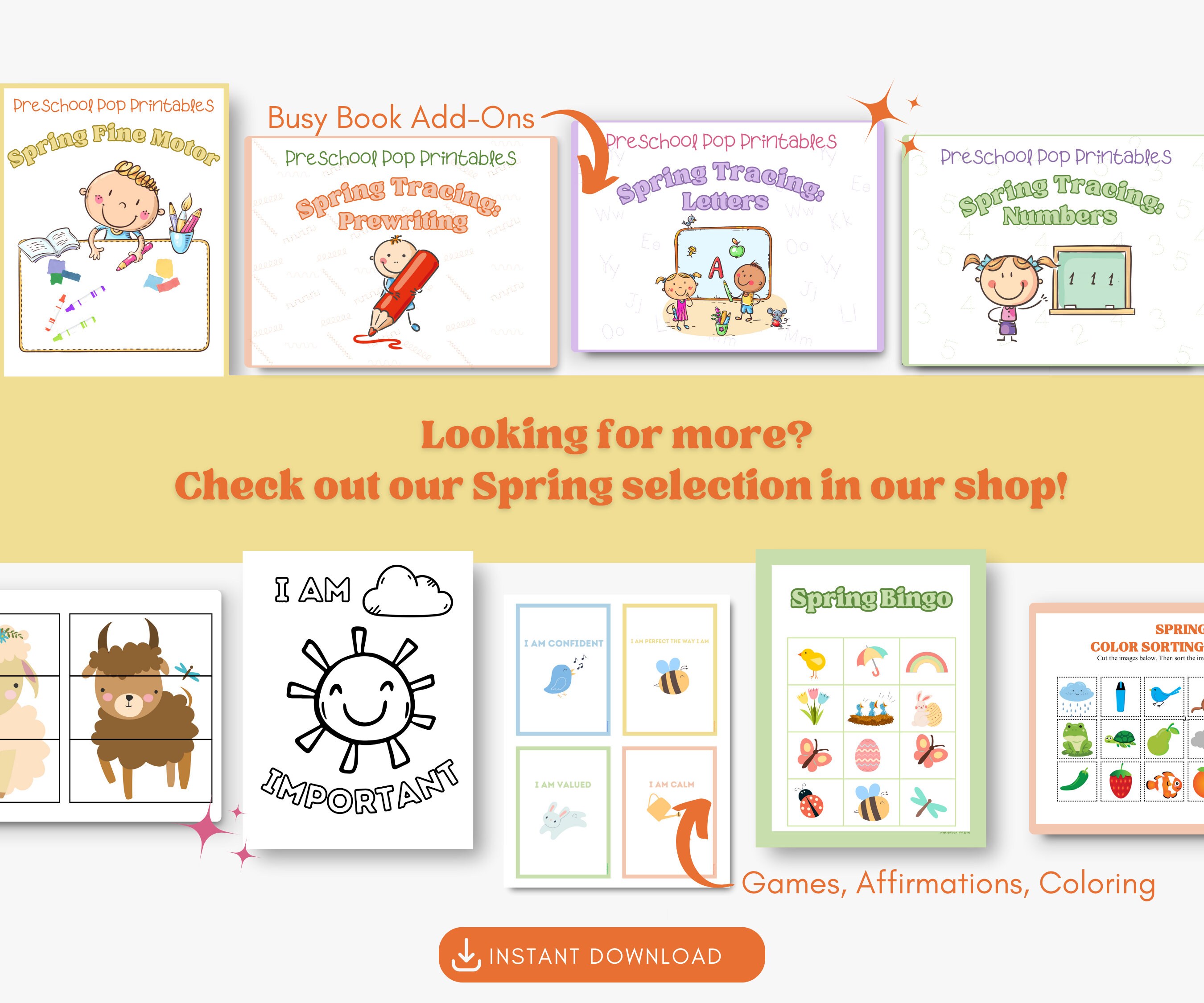 Spring Trace and Color Worksheets, Pencil Control and Grip Practice ...