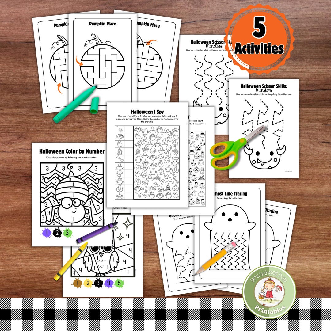 Halloween Fine Motor Skills Activity Bundle: Tracing, Cutting, Mazes ...
