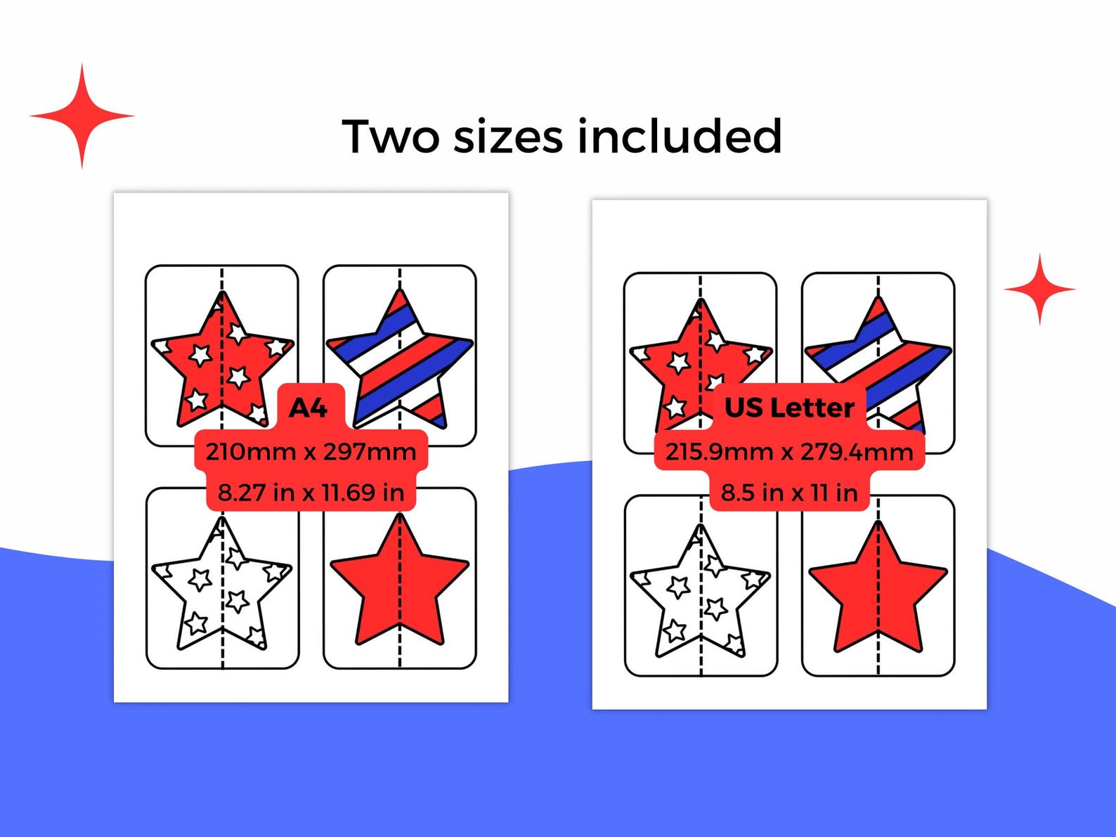 Printable USA Star Matching Game for Preschool & Toddlers; Patriotic Puzzles for Fourth of July ...