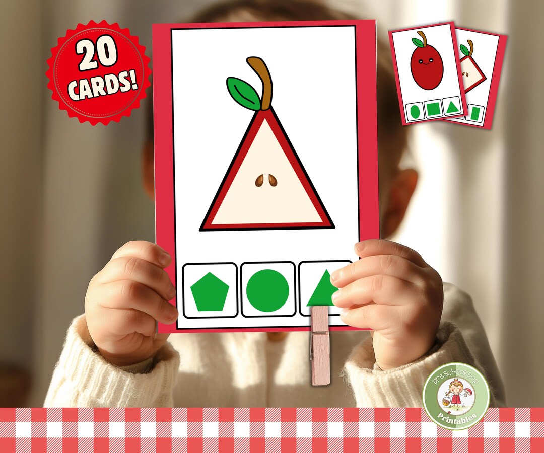 Apple Shape Clip Cards: Toddler Fine Motor Skills Game (PDF) - Etsy