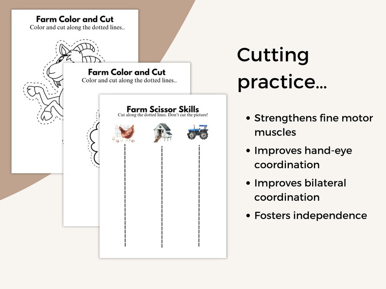 Farm Animal Cut Out Pages: Scissor Skills Practice (PDF Download) - Etsy