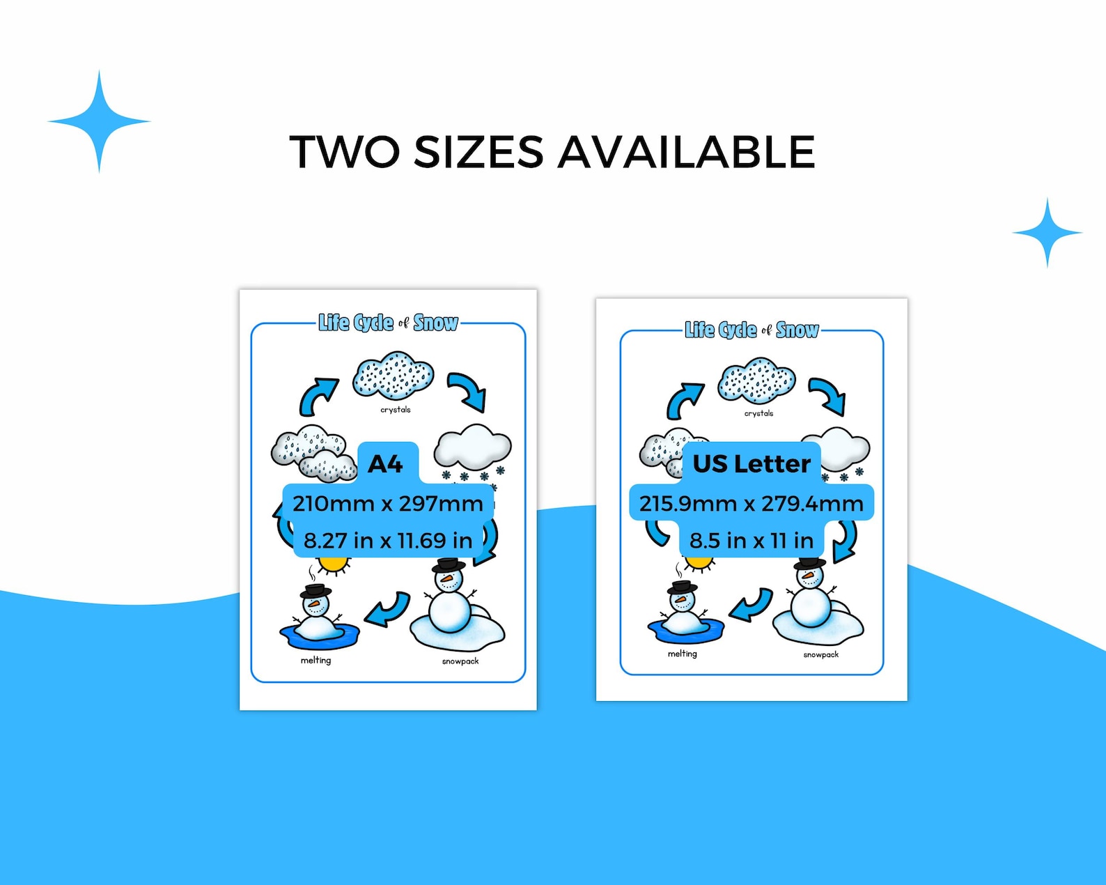 Winter Snow Printables; Types of Snowflakes Flashcards; Life Cycle; 3 ...