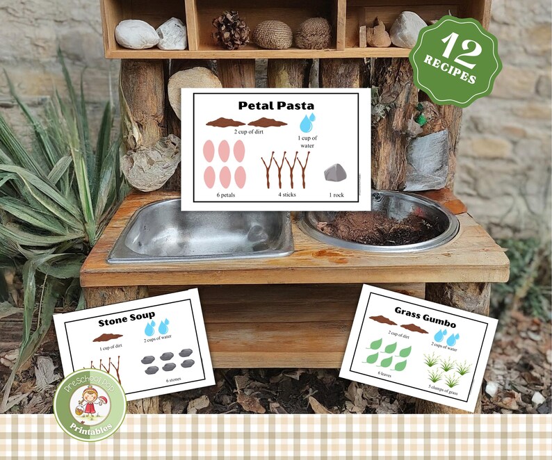 Mud Kitchen Recipes, Printable Recipe Cards for Sensory Play, Mud ...