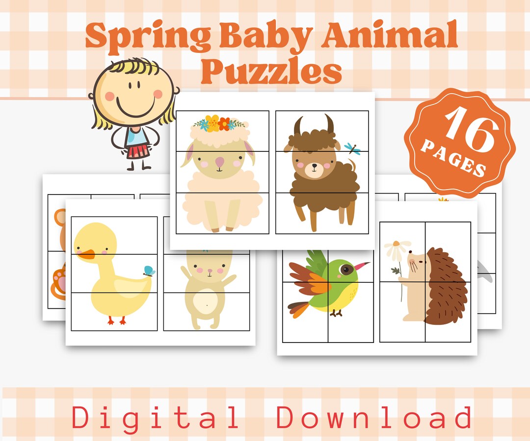 Spring Baby Animal Matching Activity, Simple Puzzles for Toddlers ...