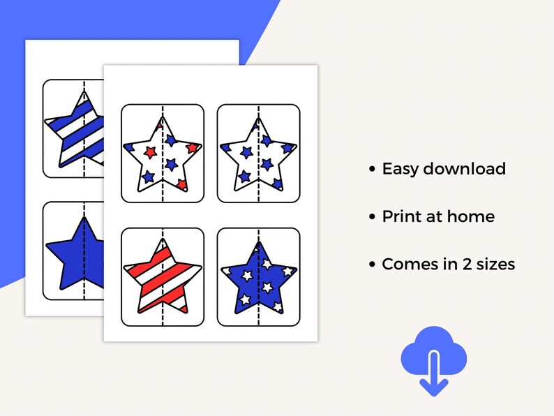 Printable USA Star Matching Game for Preschool & Toddlers; Patriotic Puzzles for Fourth of July ...