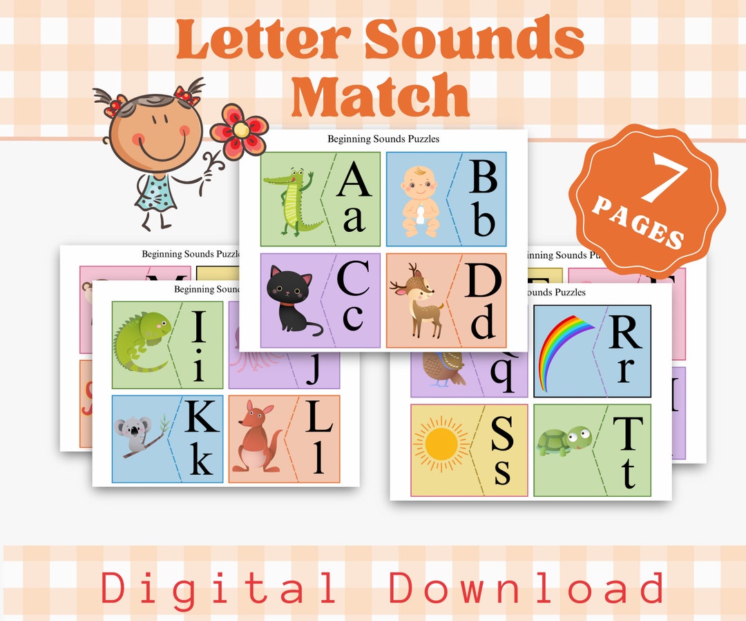 Printable Letter Sounds Matching Game; Phonics Activity for Pre-k ...