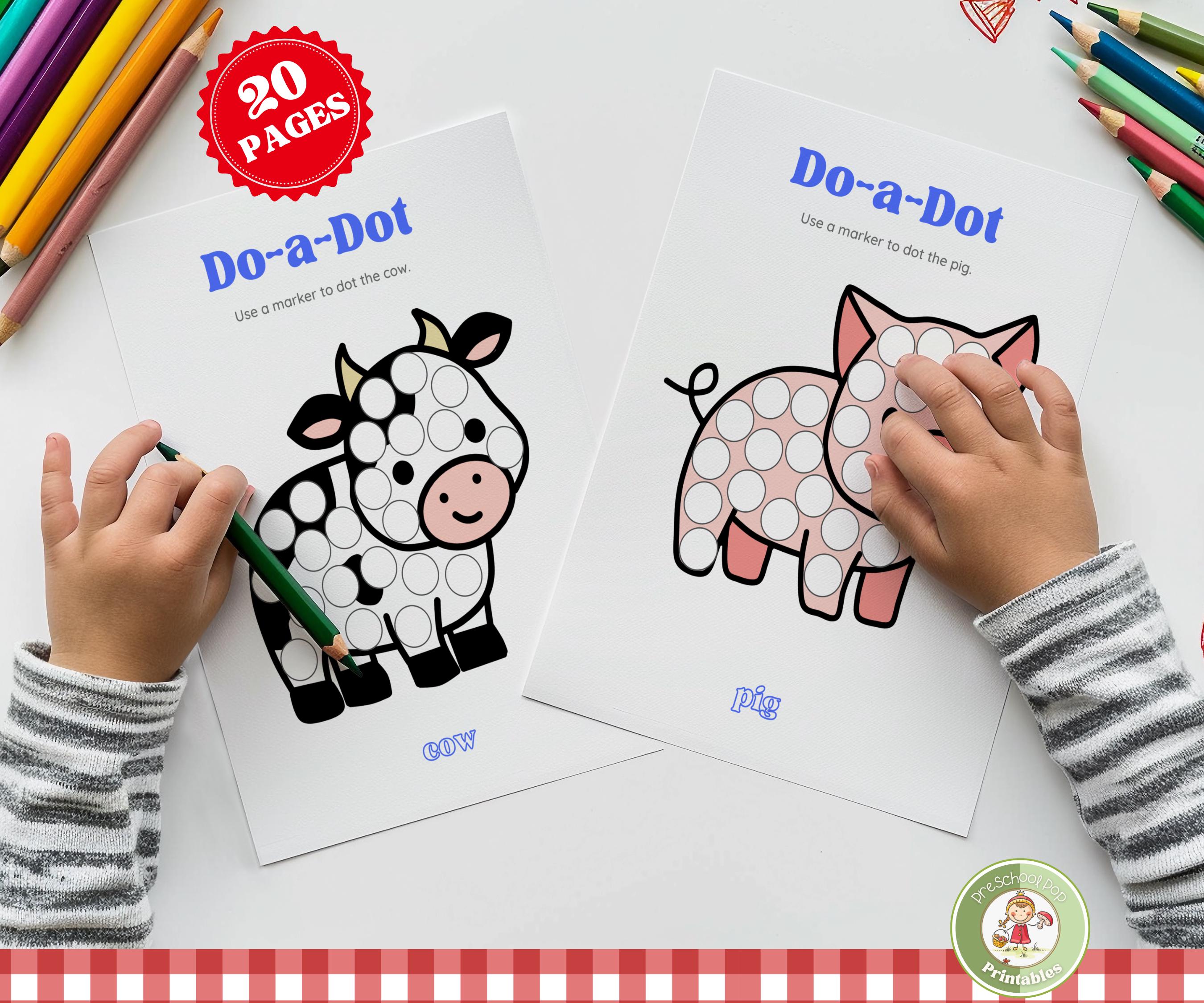 Printable Do-a-dot Pages, Farm Animals and Pets Theme, Fine Motor ...