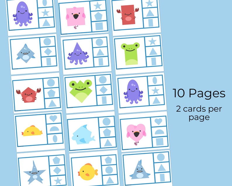 Ocean Shapes Clip Cards: Toddler Learning Activity (PDF) - Etsy