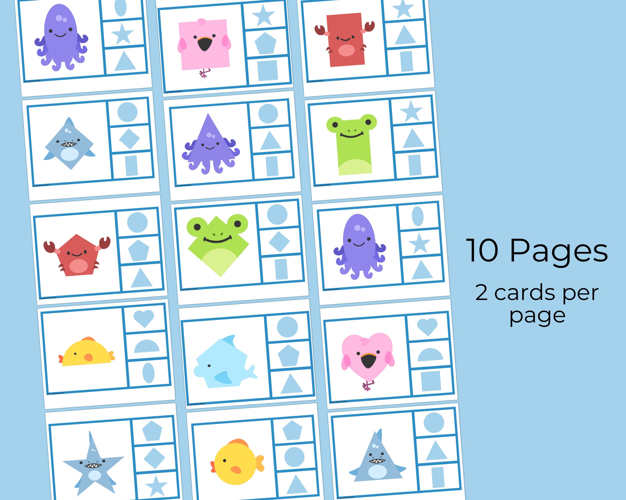 Ocean Shapes Clip Cards: Toddler Learning Activity (PDF) - Etsy