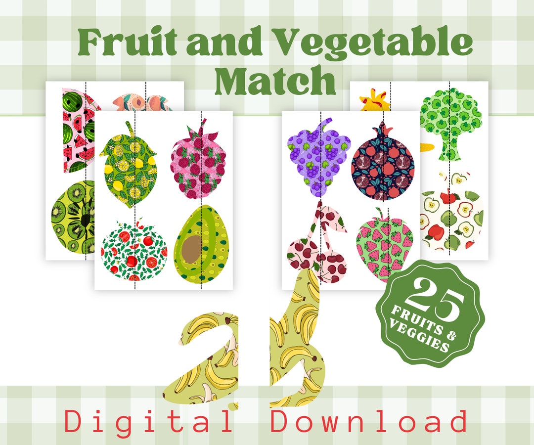 Fruit and Vegetable Match for Toddler, Printable Montessori Materials ...
