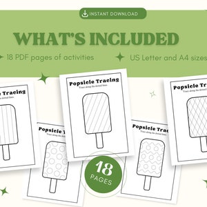 Popsicle Tracing Worksheets: Handwriting Practice (PDF Download) - Etsy